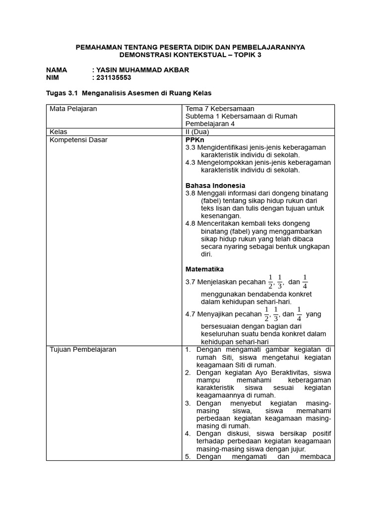 Pemahaman Tentang Peserta Didik Dan Pembelajarannya | PDF