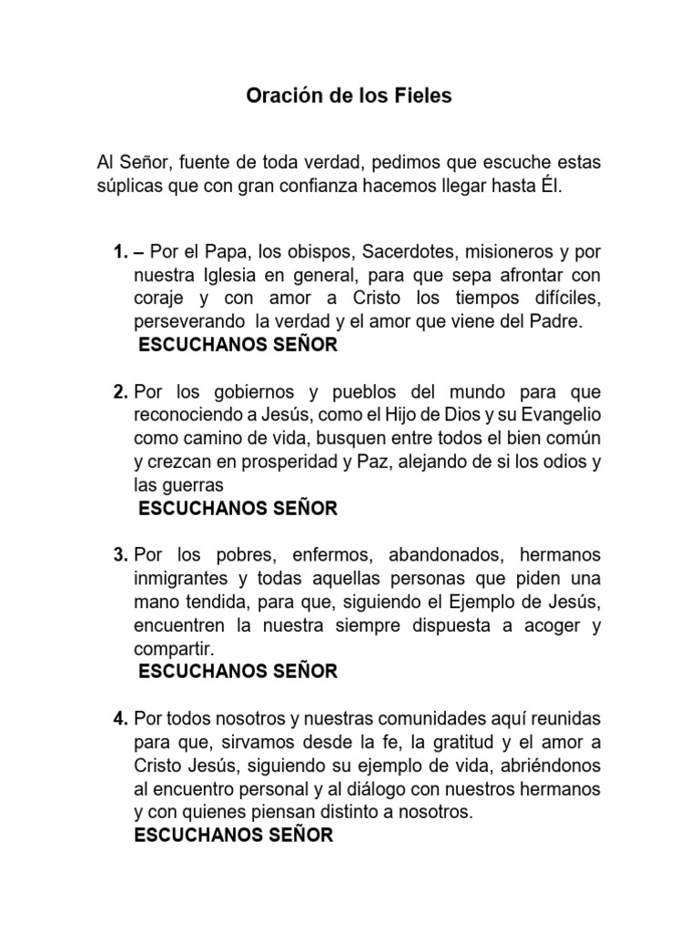 Oración de Los Fieles | PDF