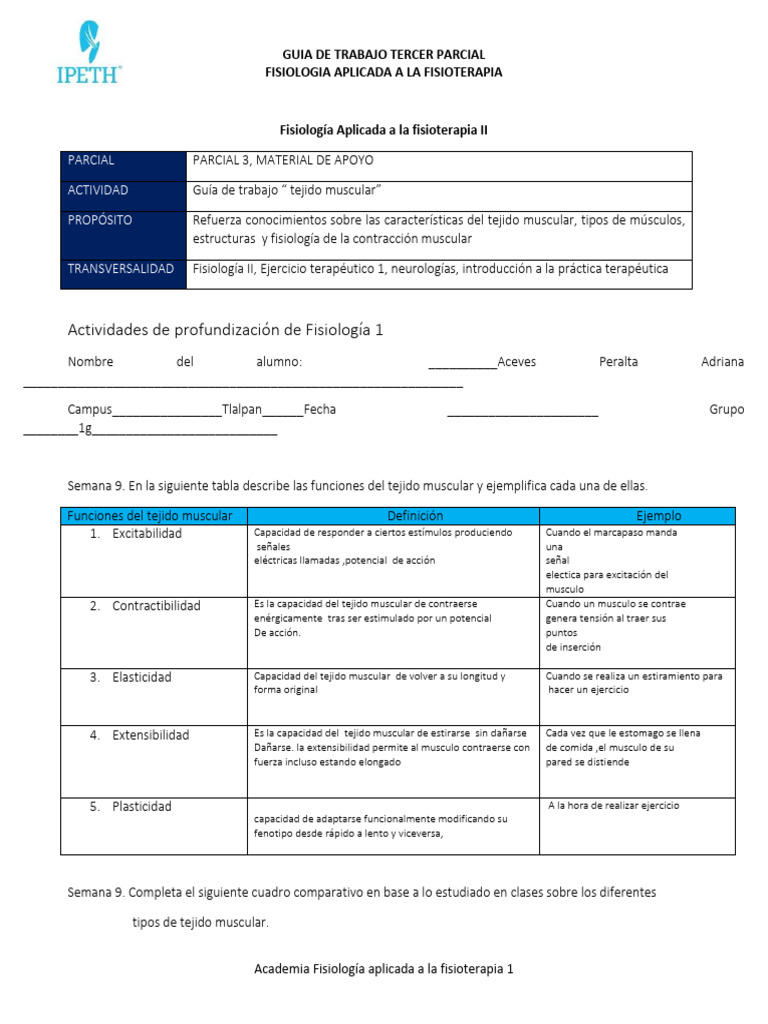 FI. Actividad Complementaria - 3 Parcial - Guía Tejido Muscular-2022 | PDF | Músculo | Histología