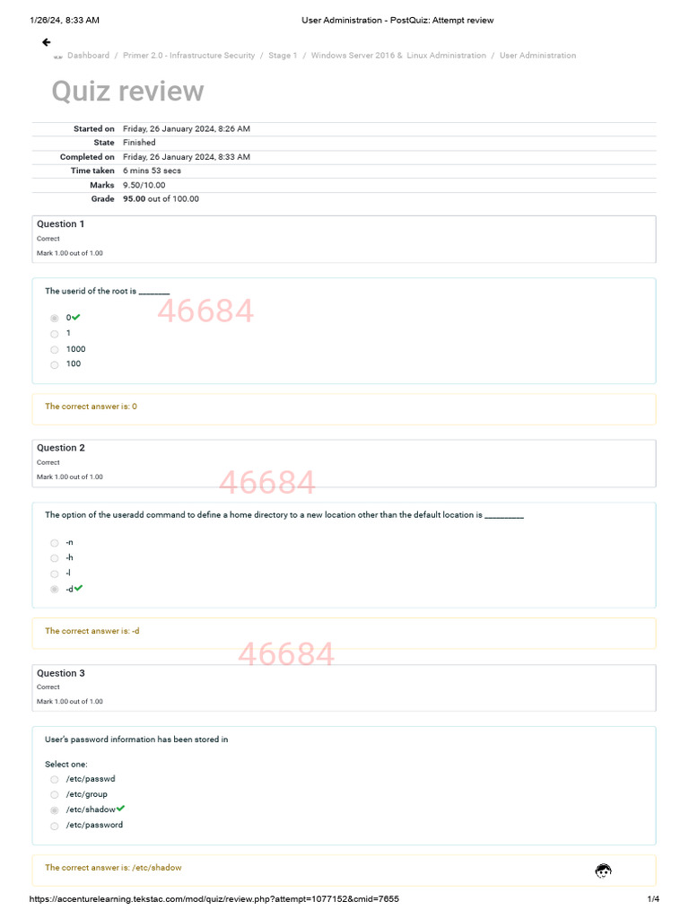 User Administration - PostQuiz - Attempt Review | PDF | Computing Platforms | Information ...