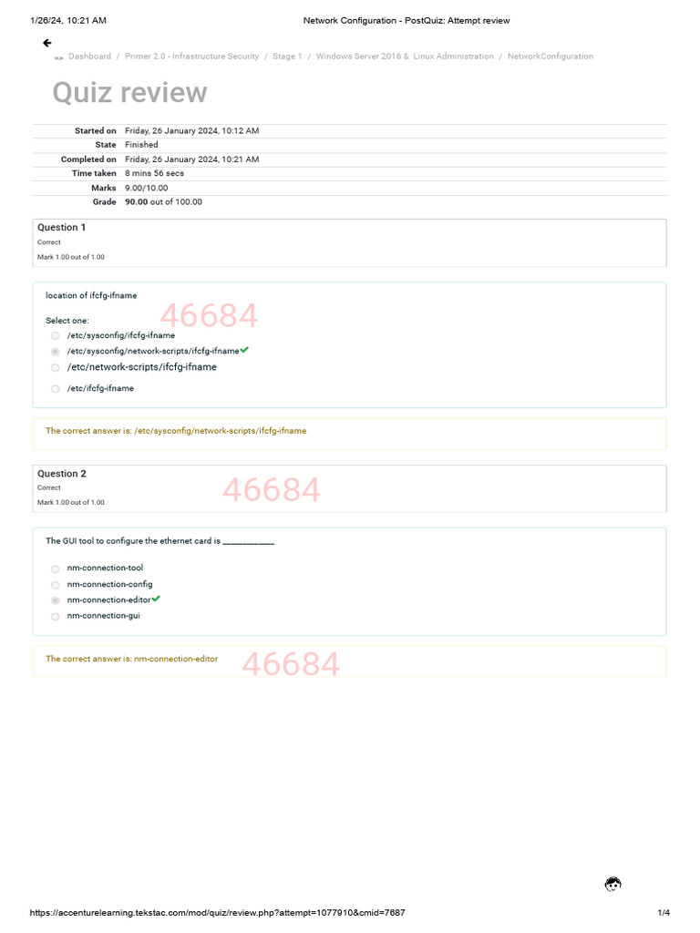 Network Configuration - PostQuiz - Attempt Review | PDF | Computer Network | Ip Address