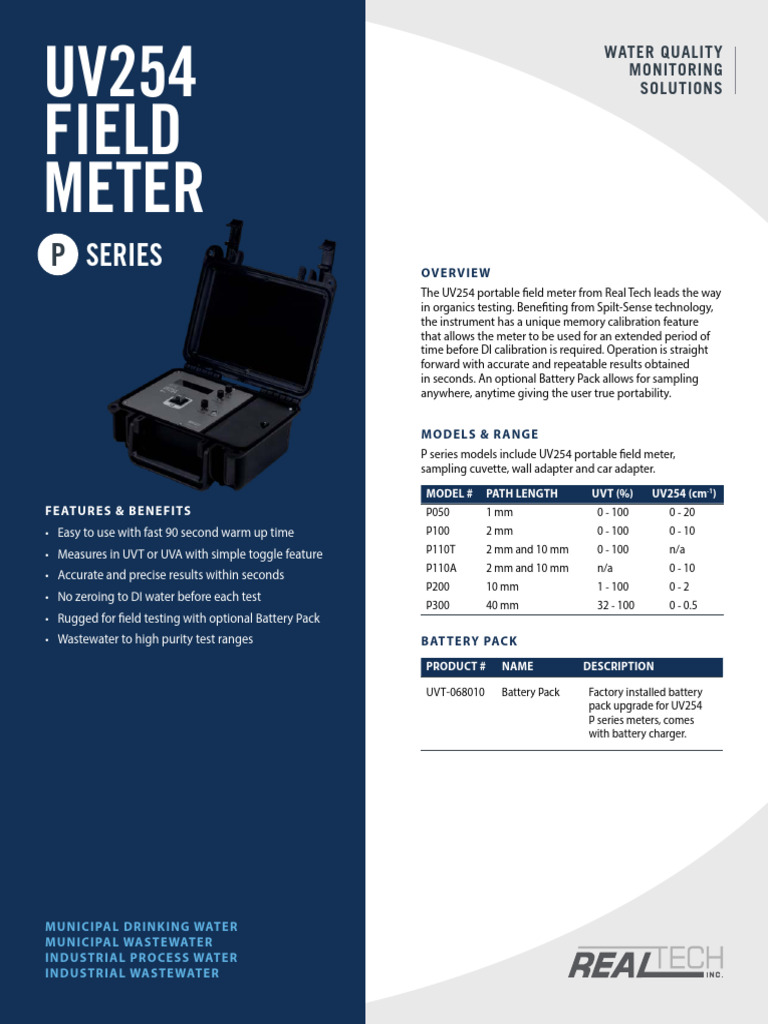 UV254 Field Meter P Series RT | PDF | Ultraviolet