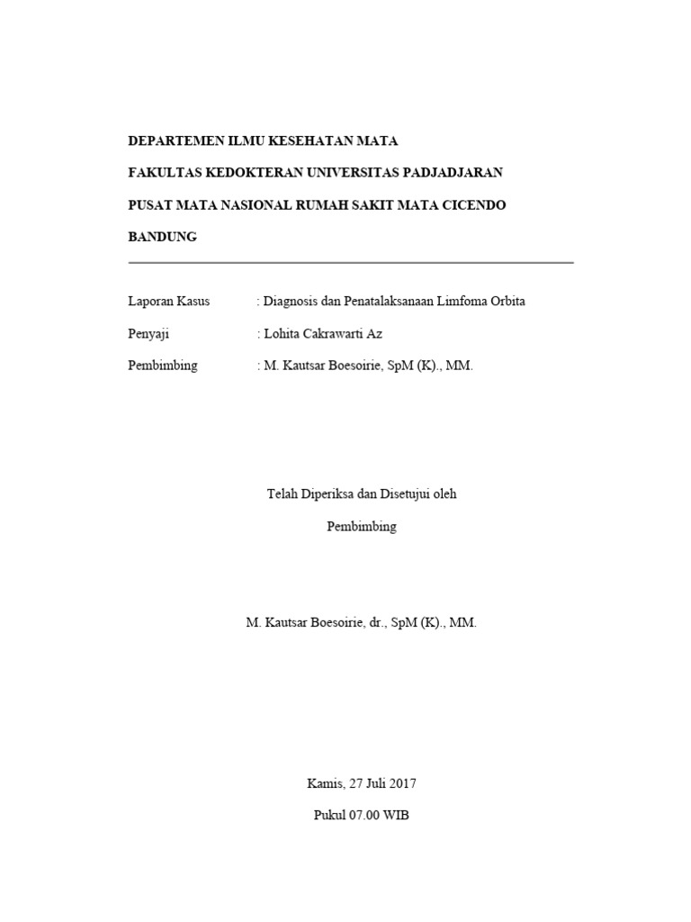 Diagnosis dan Penatalaksanaan Limfoma Orbita | PDF | Lymphoma | Biopsy
