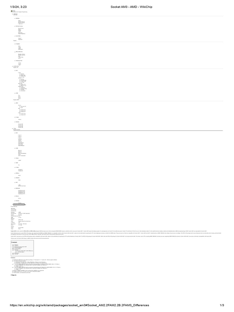Socket AM3 - AMD - WikiChip | Download Free PDF | Central Processing Unit | Computer Architecture