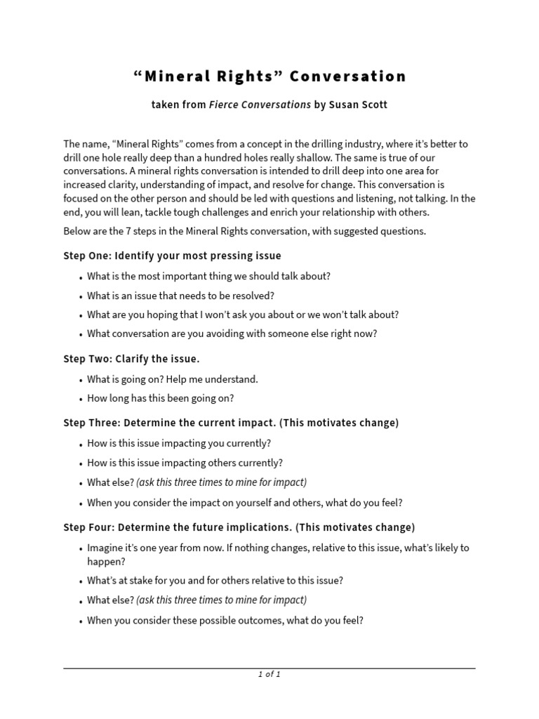 Mineral Rights Conversation Summary | PDF | Social Psychology | Psychological Concepts