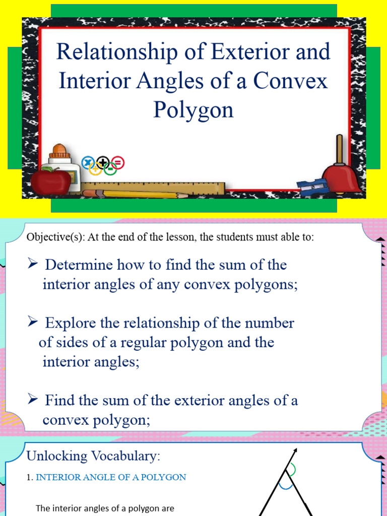Relationship Exterior and Interior Angles of A Convex Polygon | PDF ...