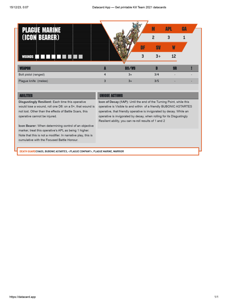 Datacard Death Guard (Icon Bearer) | PDF
