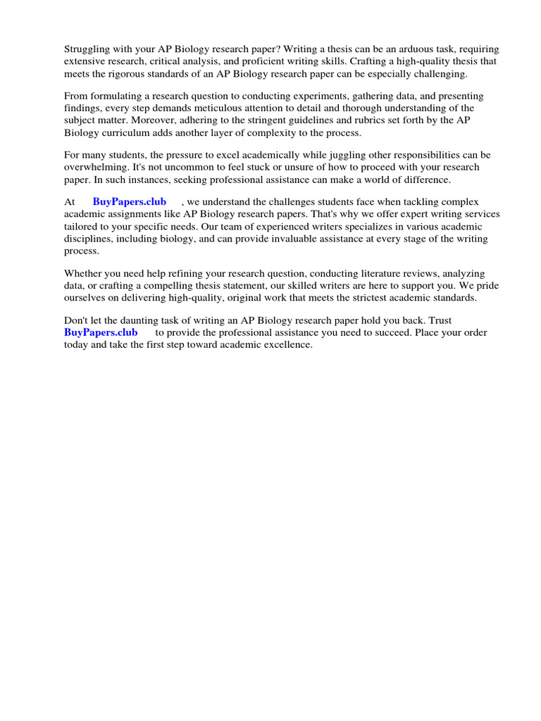 AP Biology Research Paper Rubric | PDF | Usability | Rubric (Academic) AP Biology Research Paper Rubric | PDF | Usability | Rubric (Academic)