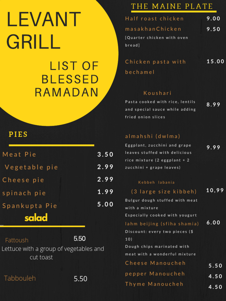 LEVANT GRILL English | PDF | Soup | Mediterranean Cuisine