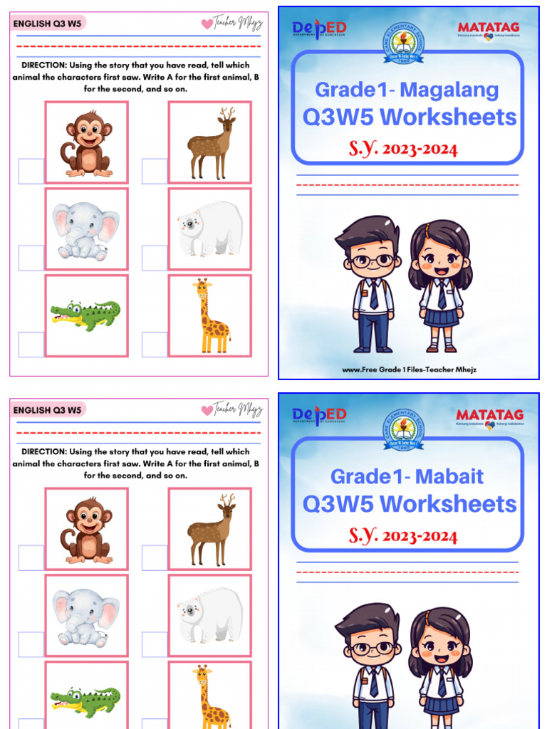 G1 Q3 Week 5 Worksheets Booklet | PDF