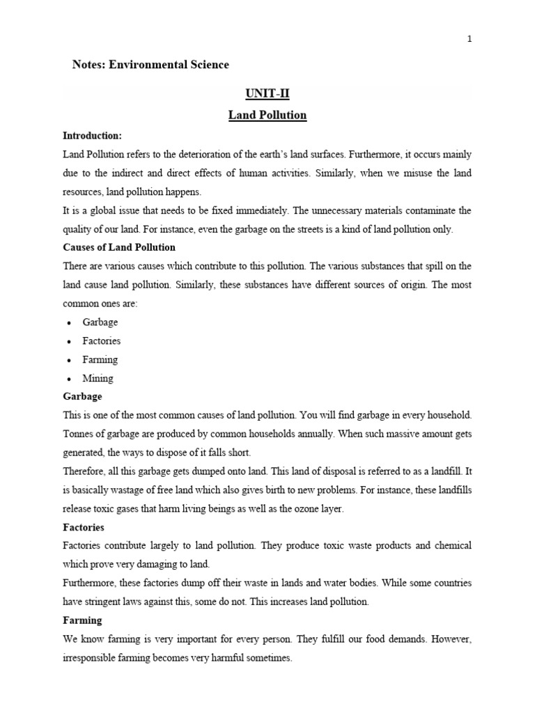 Environmental Science - Notes - Unit-4 | PDF | Waste | Municipal Solid ...