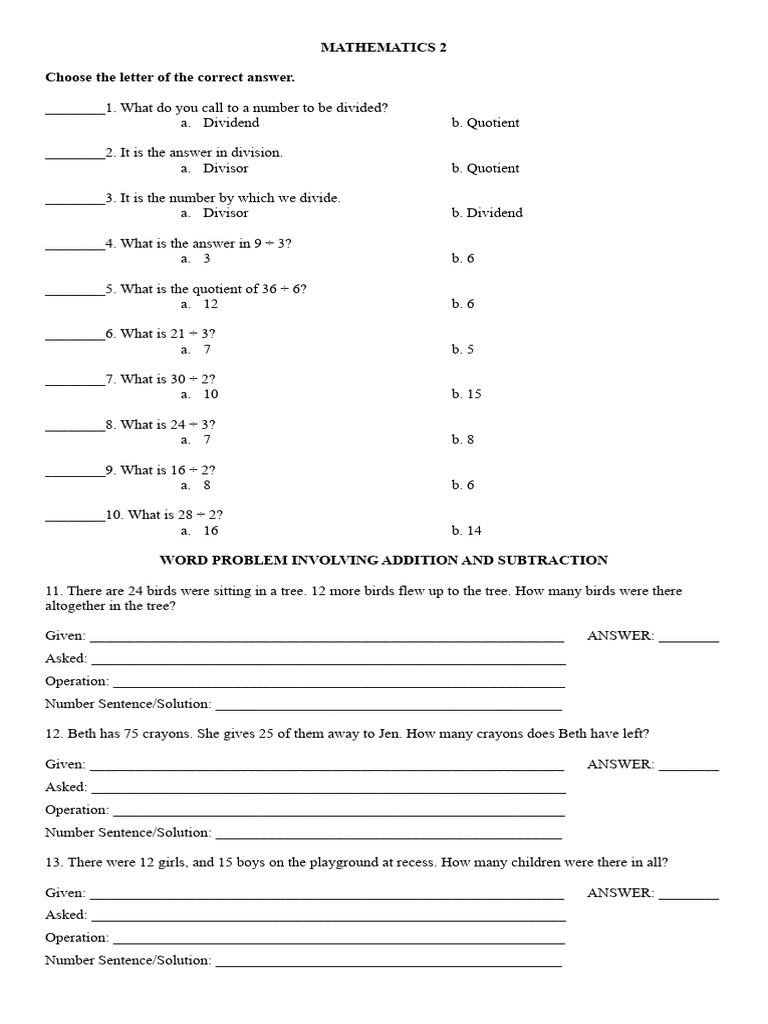 Mathematics 2 | PDF | Toothbrush | Division (Mathematics)