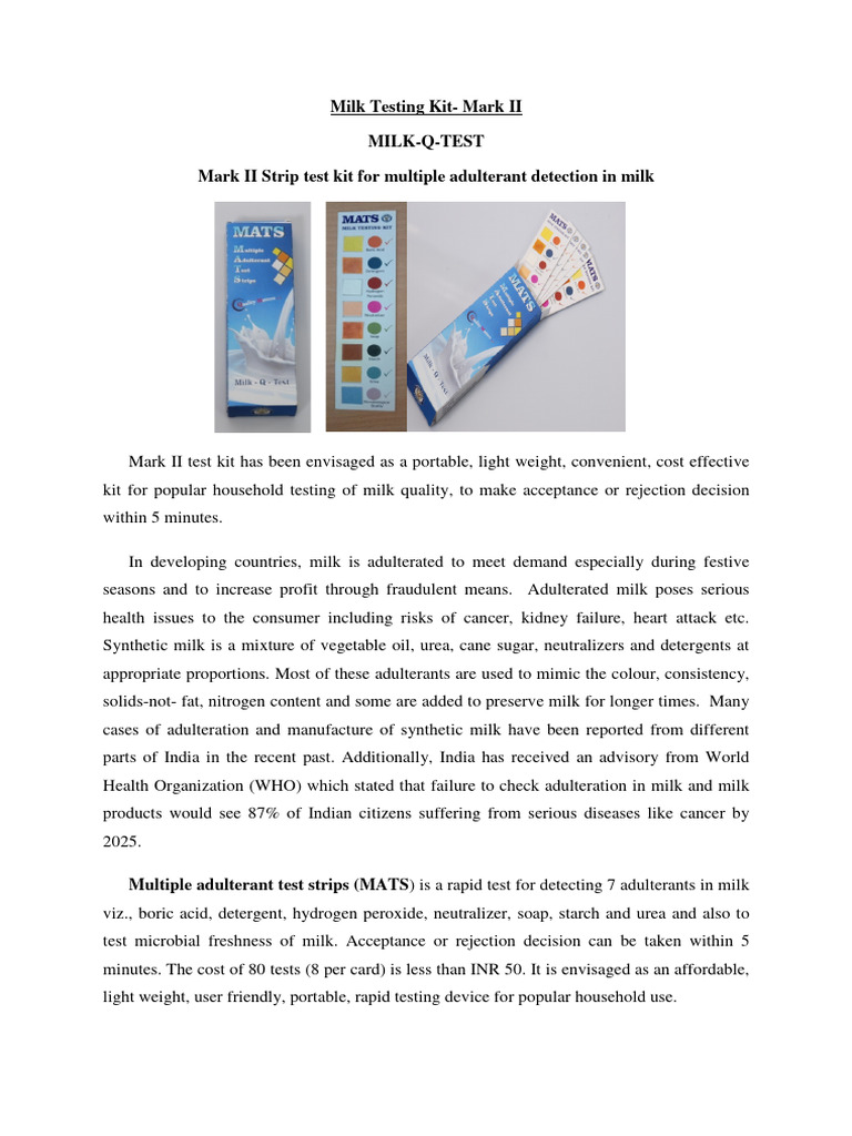 Milk Test Kit | PDF | Milk | Chemical Reactions