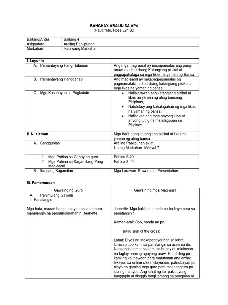 Detailed Lesson Plan | PDF