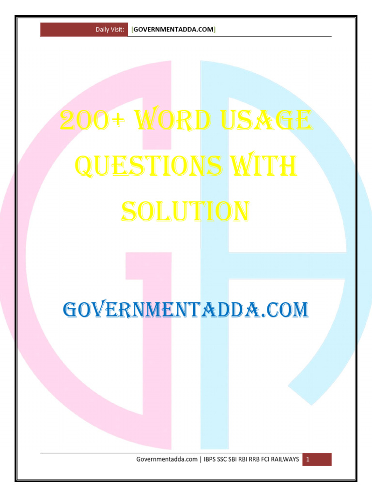 Word Usage Questions and Solutions | PDF