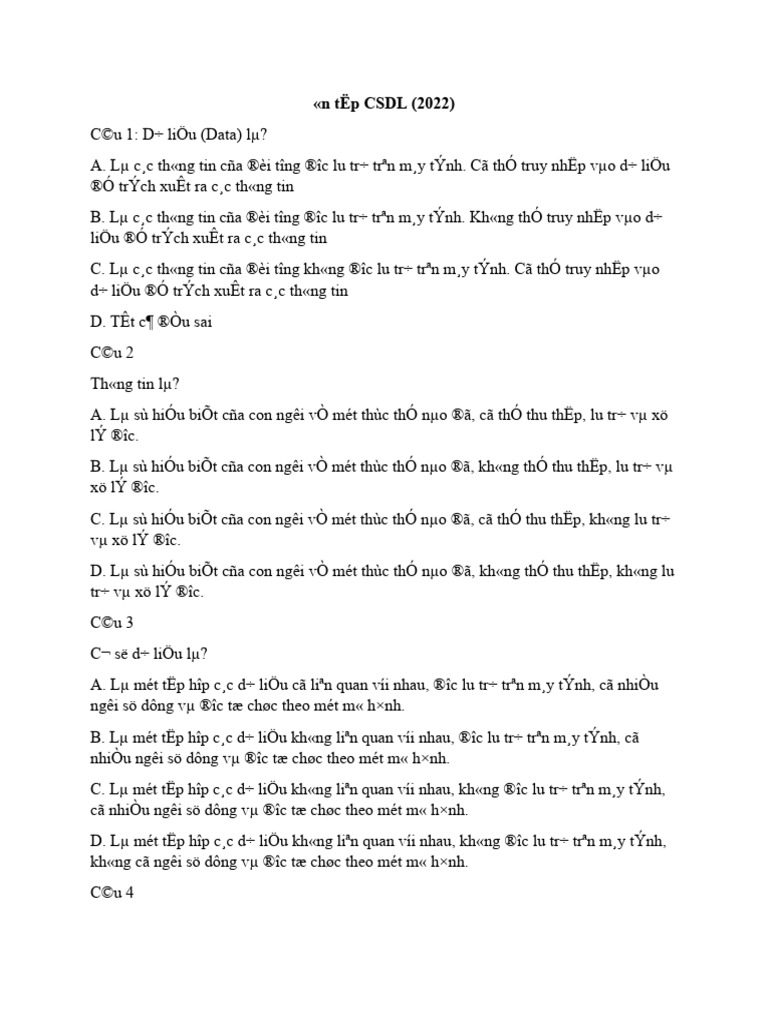 On Tap CSDL 2022 | PDF