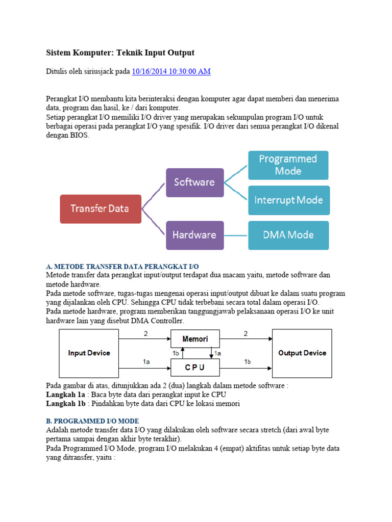 Sistem Komputer TEKNIK INPUT OUTPUT | PDF | Komputer