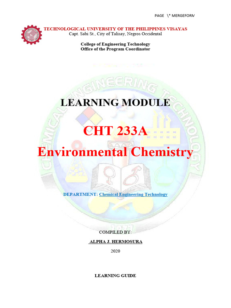 Week 8 Official Lecture Module 2021 ENV. CHEM. | PDF | Sewage Treatment | Water Pollution