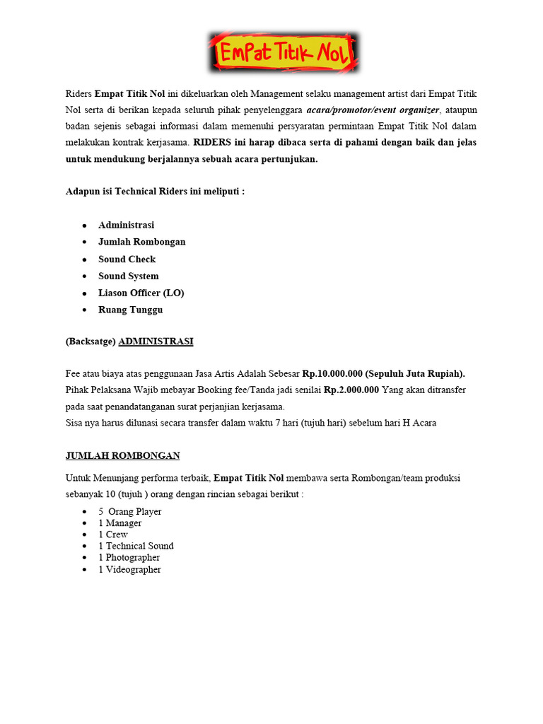 Contoh Riders Band | PDF