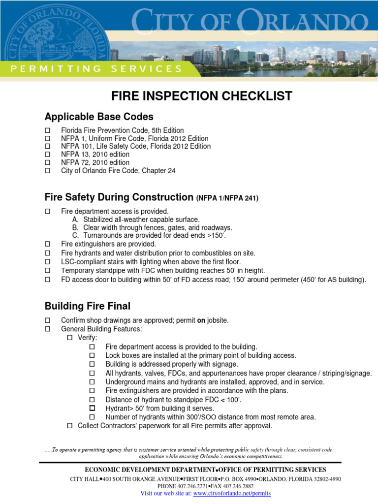 Fire Inspection Checklist | PDF | Fire Sprinkler System | Stairs
