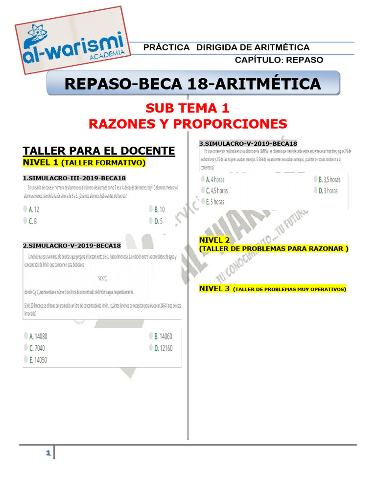 Folleto de Aritmética (Beca 18) | Descargar gratis PDF | Aritmética