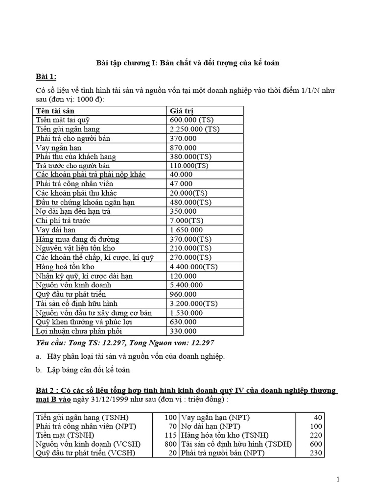 NLKT - Btap Chuong 1 | PDF