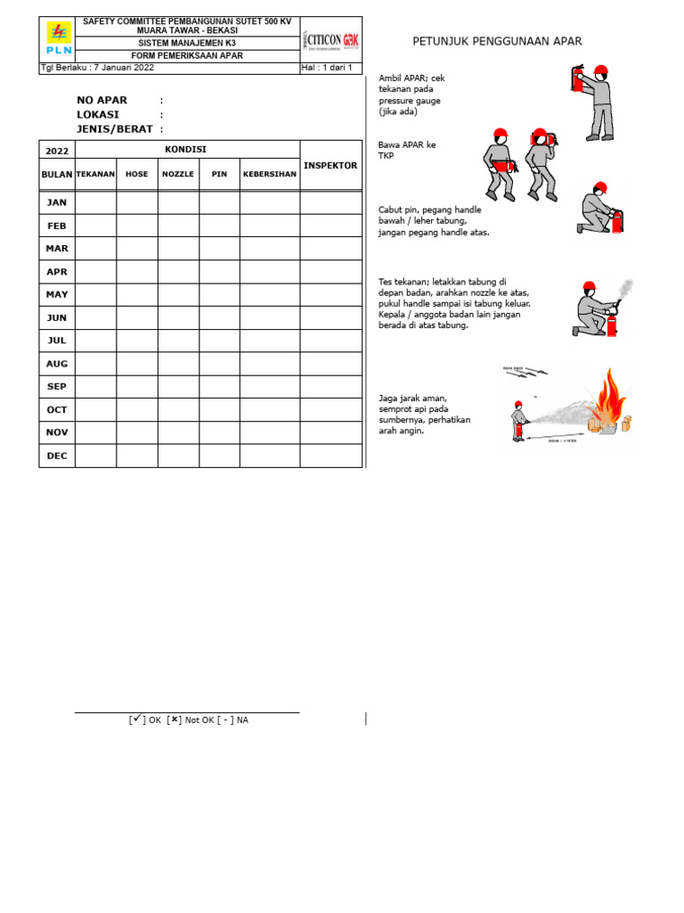 Form Pemeriksaan Apar | PDF
