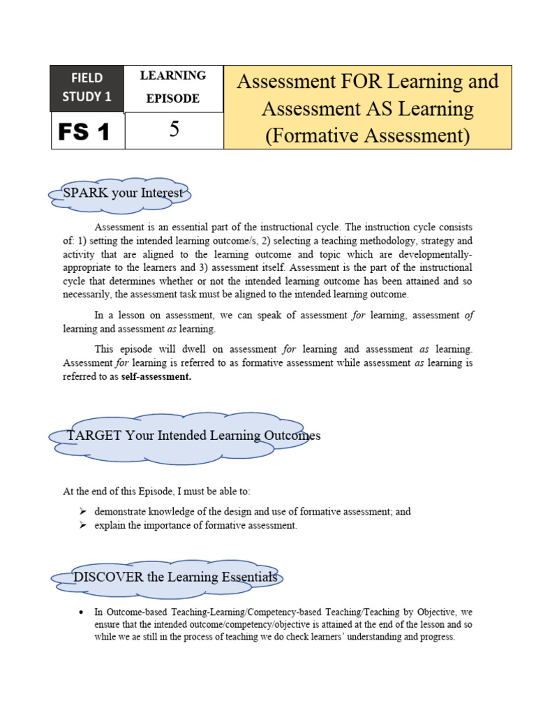 FS1 - Le 5 | PDF | Educational Assessment | Learning