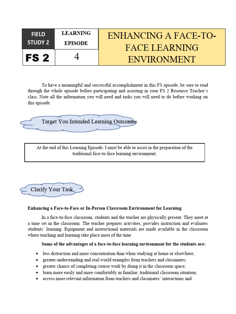 FS2_LE-4 | PDF | Learning | Classroom