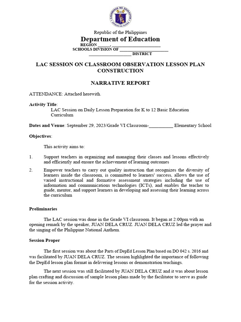 Lac Acr | PDF | Lesson Plan | Teachers