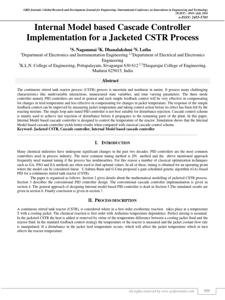 G Internal Model Based Cascade Controller | PDF | Control Theory ...