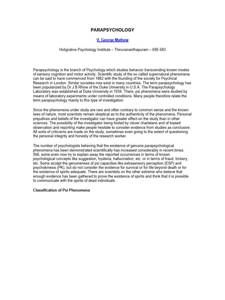Parapsychology | PDF | Parapsychology | Mediumship