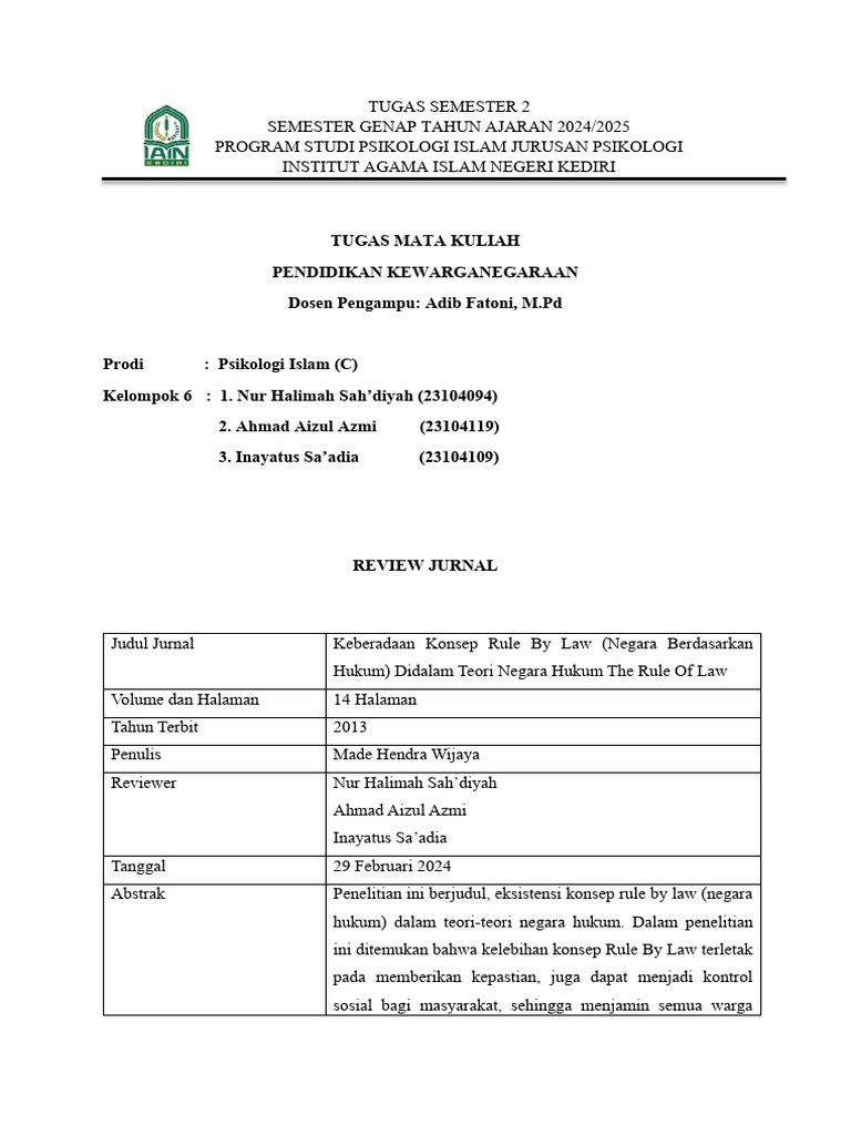 Review Jurnal PKN | PDF