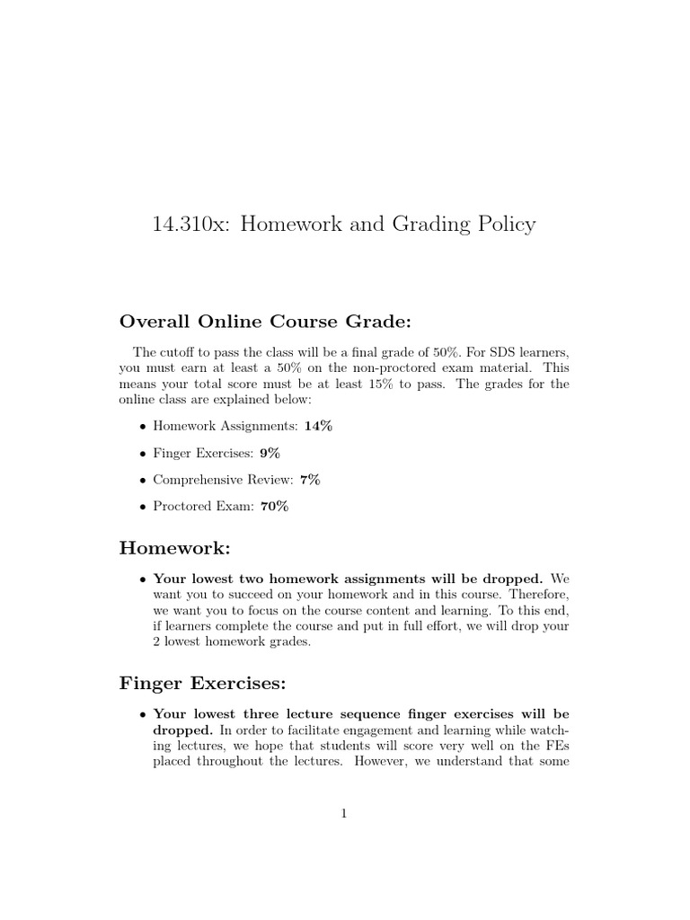 14 310x Homework and Grading Policy | PDF | Homework | Pedagogy