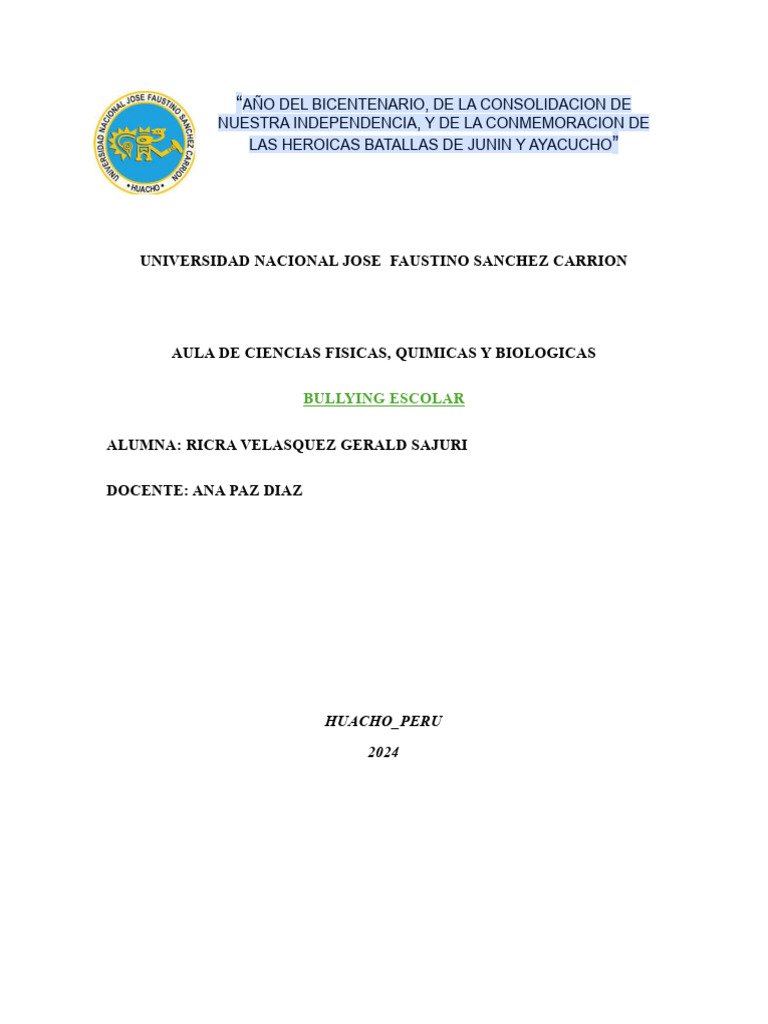 Monografia, Sayuri | PDF | Intimidación | Violencia