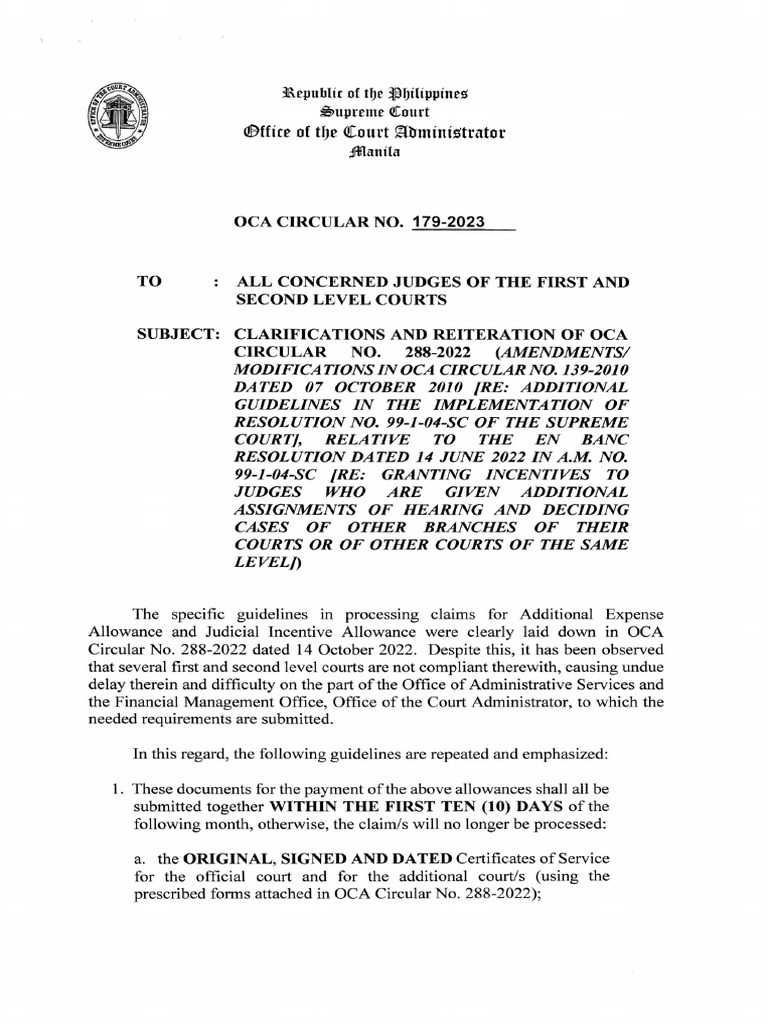 OCA Circular No. 179-2023 | PDF