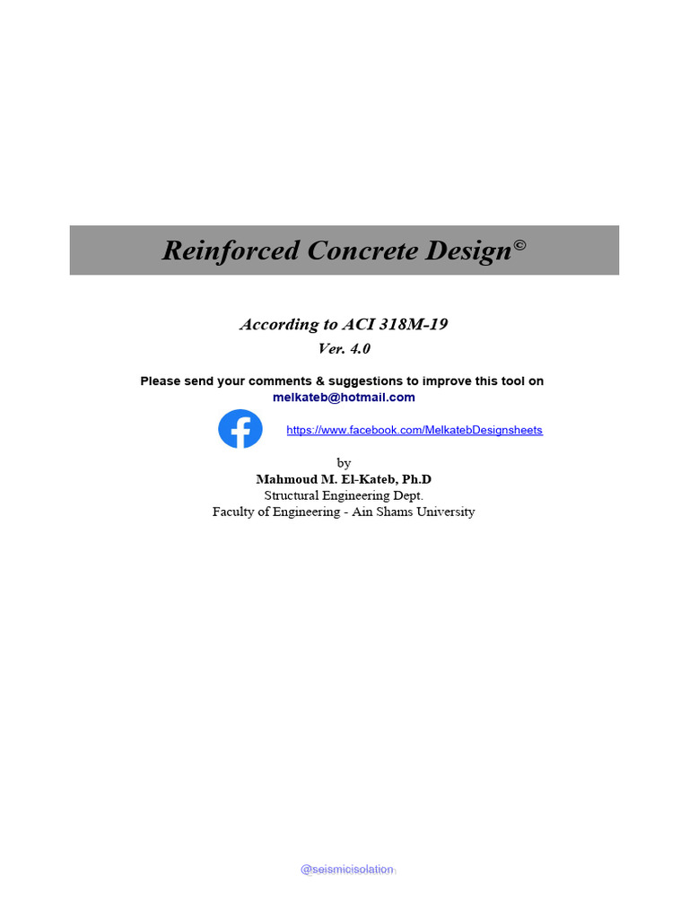 Reinforced Concrete Design According To Aci 318m 19 Ver 4 0 El Kateb