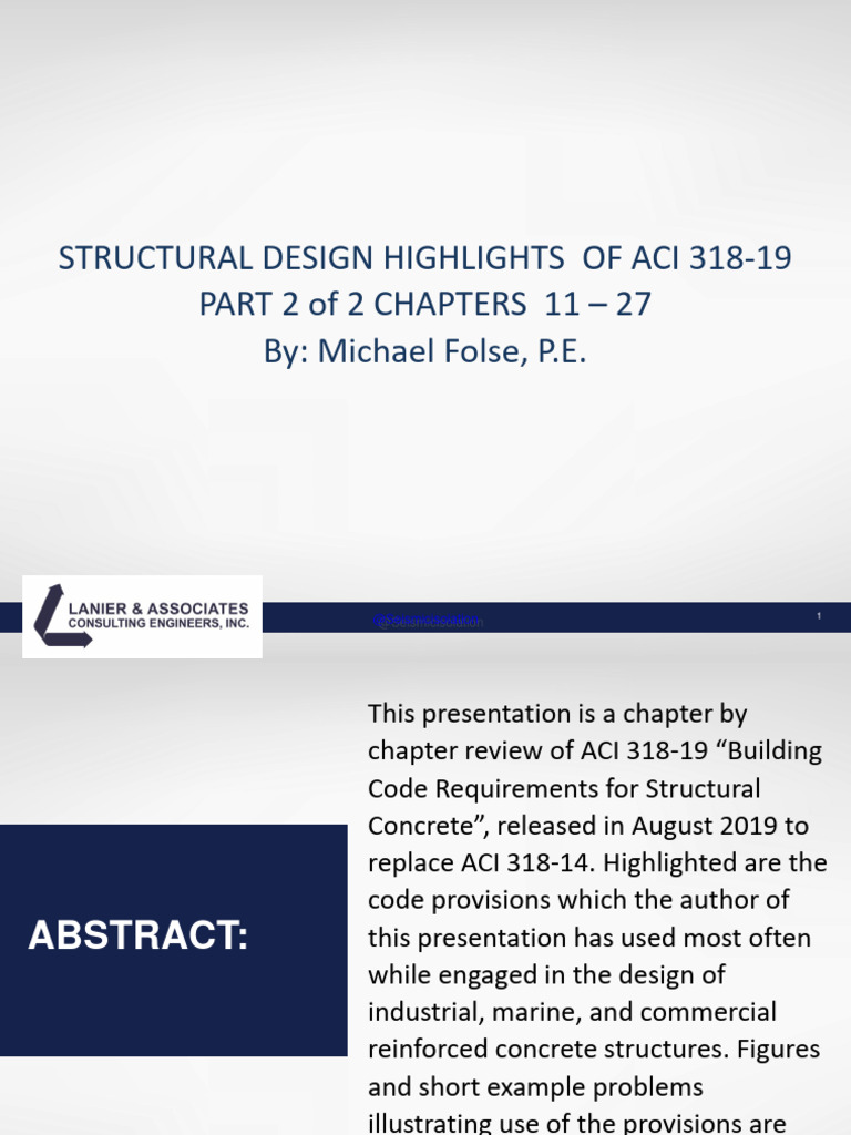 Structural Design Highlights of ACI 318 19 Part 2 of 2 Chapters ...