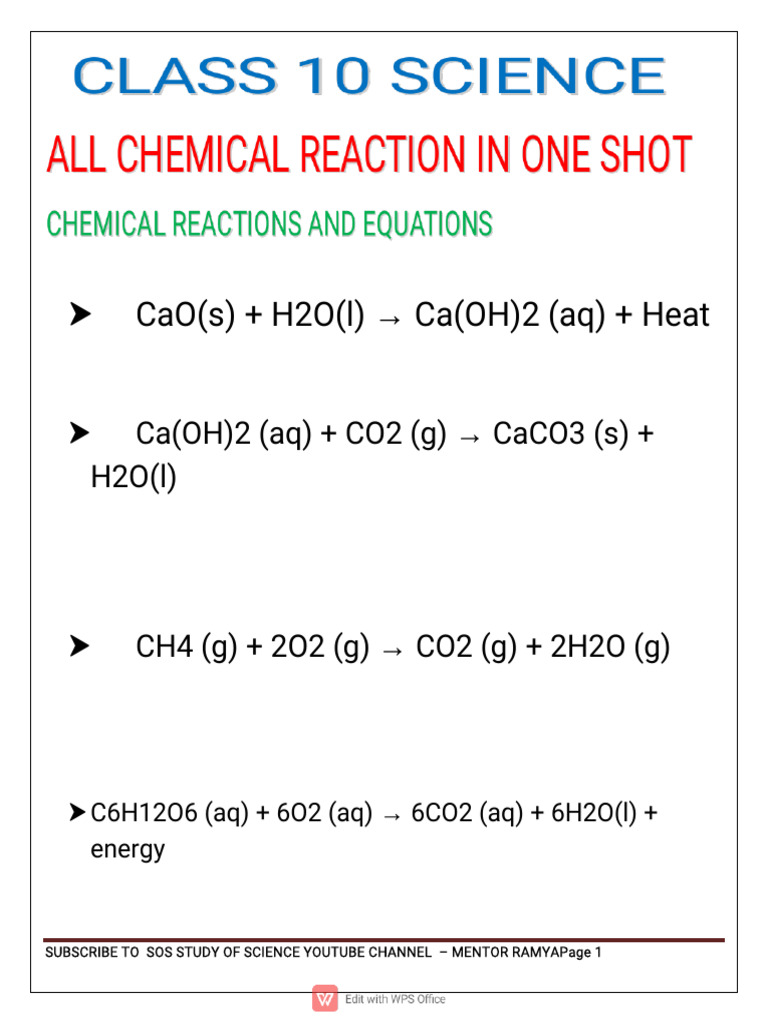 Share ALL CHEMICAL REACTIONS IN ONE SHOT | PDF