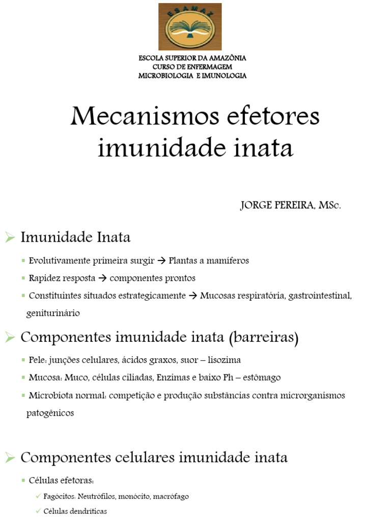 Aula 06 - Mecanismos Efetores Resposta Inata | PDF | Sistema ...