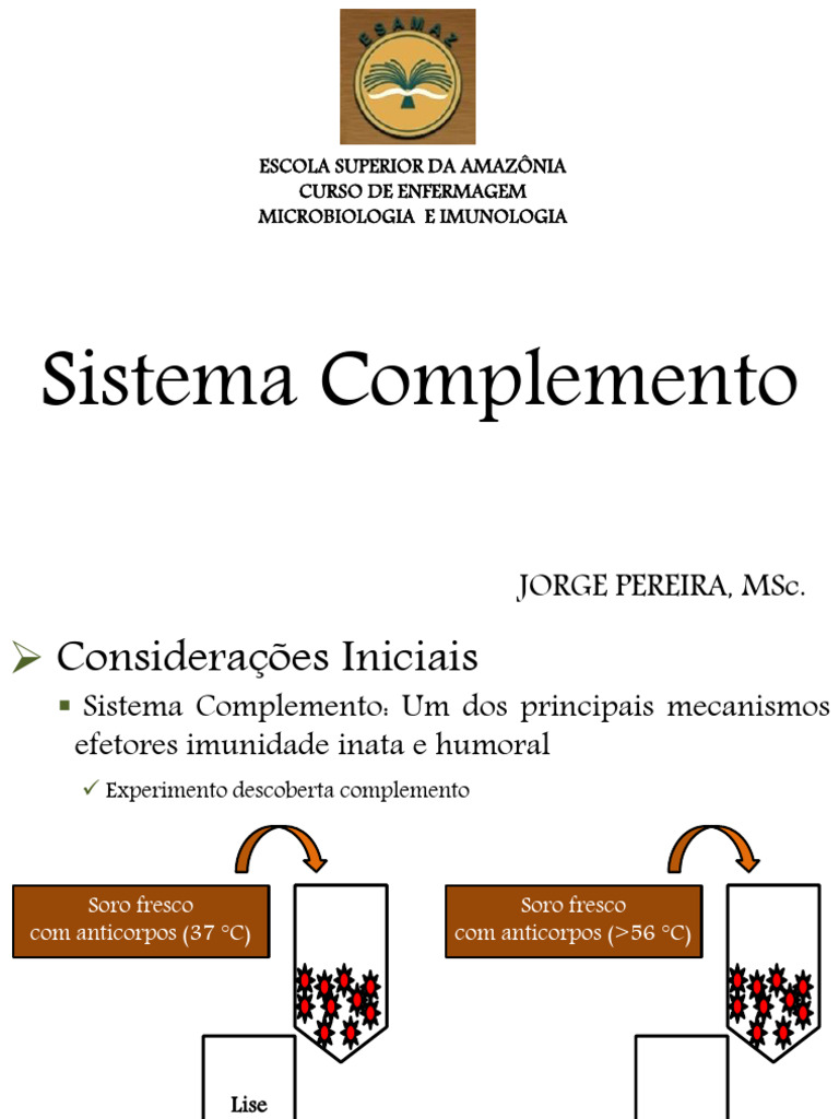 Aula 04 - Sistema Complemento | PDF | Sistema complementar | Biologia
