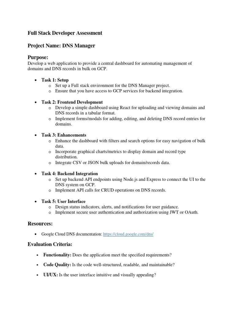 FullStack Developer Assessment | PDF | Domain Name System | User Interface