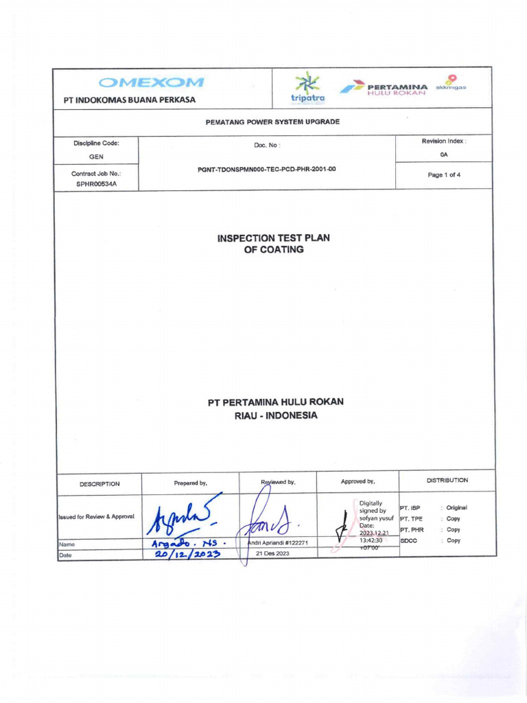 ITP COATING (Sign) | PDF | Specification (Technical Standard) | Verification And Validation