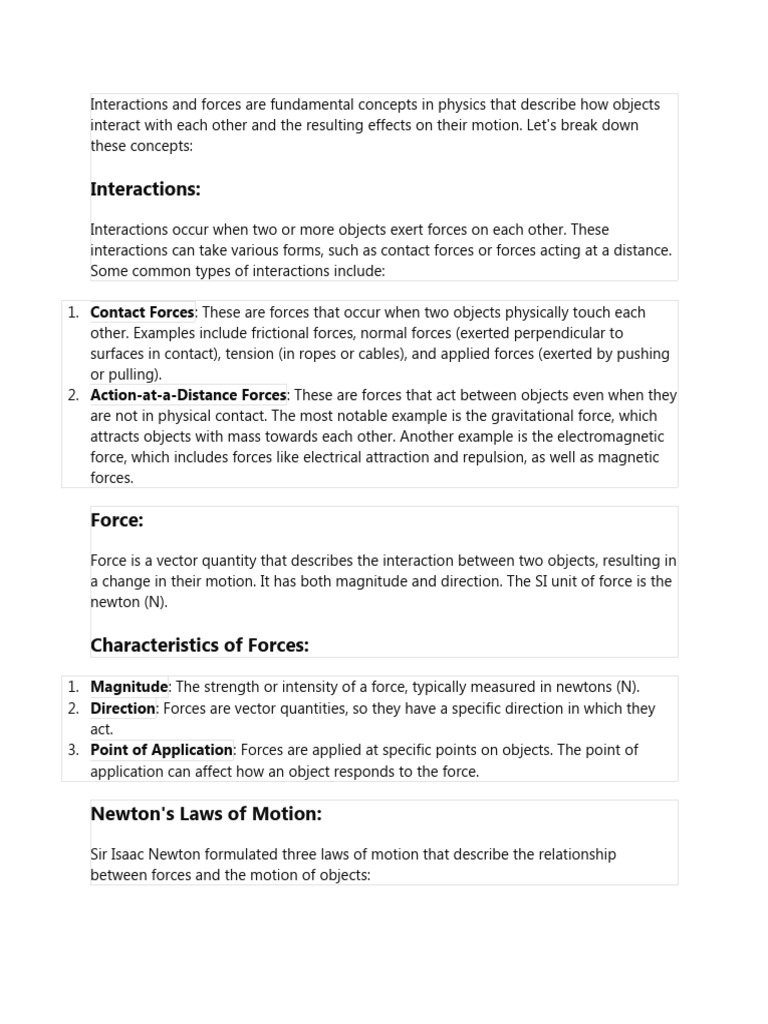 Interactions and Force | Download Free PDF | Force | Newton's Laws Of ...