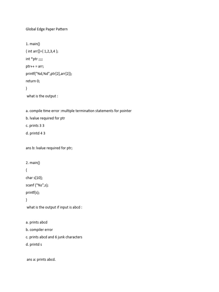 C Language Questions and Answers | PDF | Computer Programming | Computing