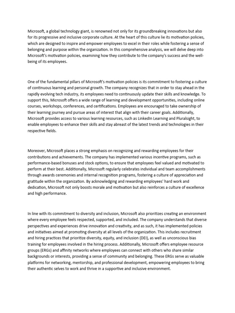 Microsoft motivation policies | PDF | Motivation | Motivational