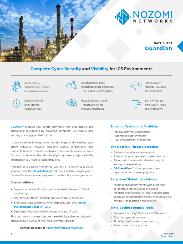 Nozomi Networks Guardian Data Sheet | PDF | Computer Network | Computer ... Nozomi Networks Guardian Data Sheet | PDF | Computer Network | Computer ...