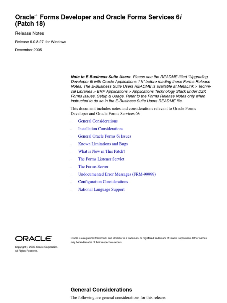 Forms6i 10G | PDF | Oracle Database | Java Servlet