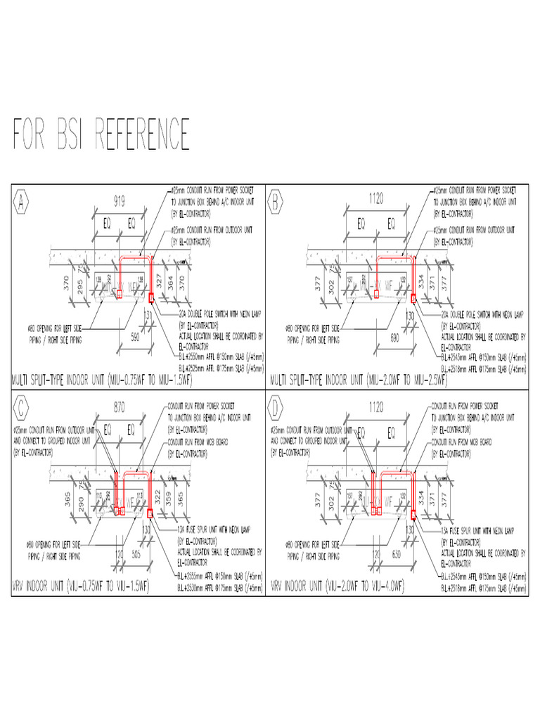 Elevation of Indoor and Power Unit (Rev.1) (For BSI Reference) | PDF