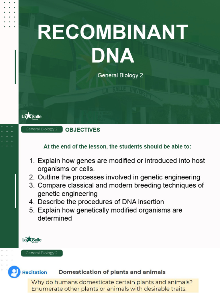 Lesson 3 Recombinant DNA | PDF